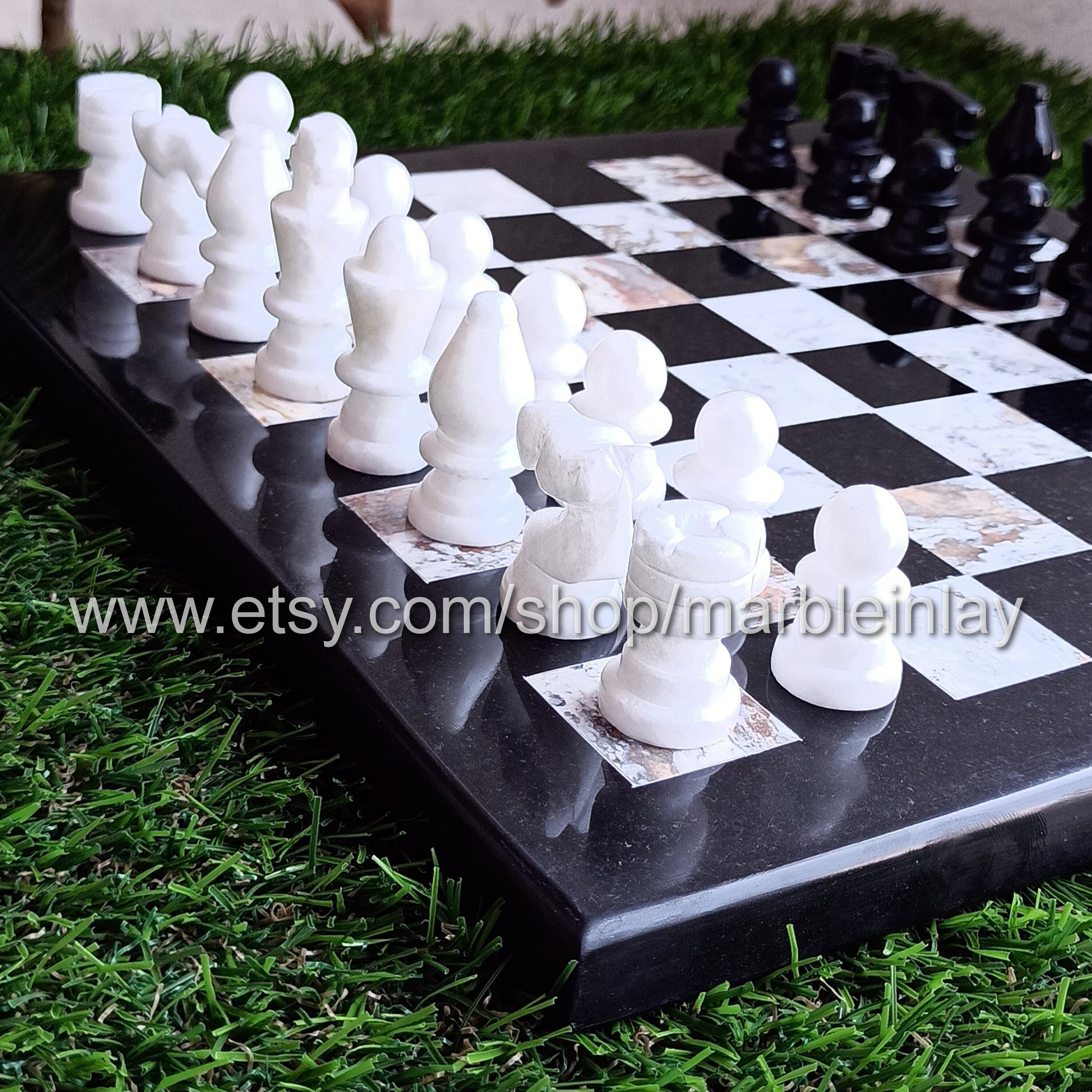 Marble Chess Set With Board | Etsy