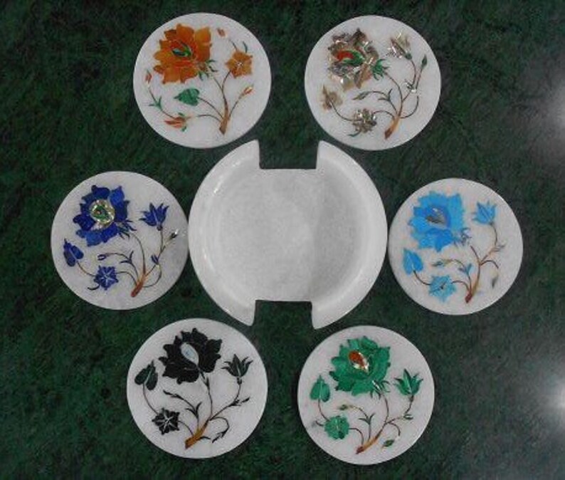 Marble Inlay Coasters Set for Wedding Gifts - Etsy