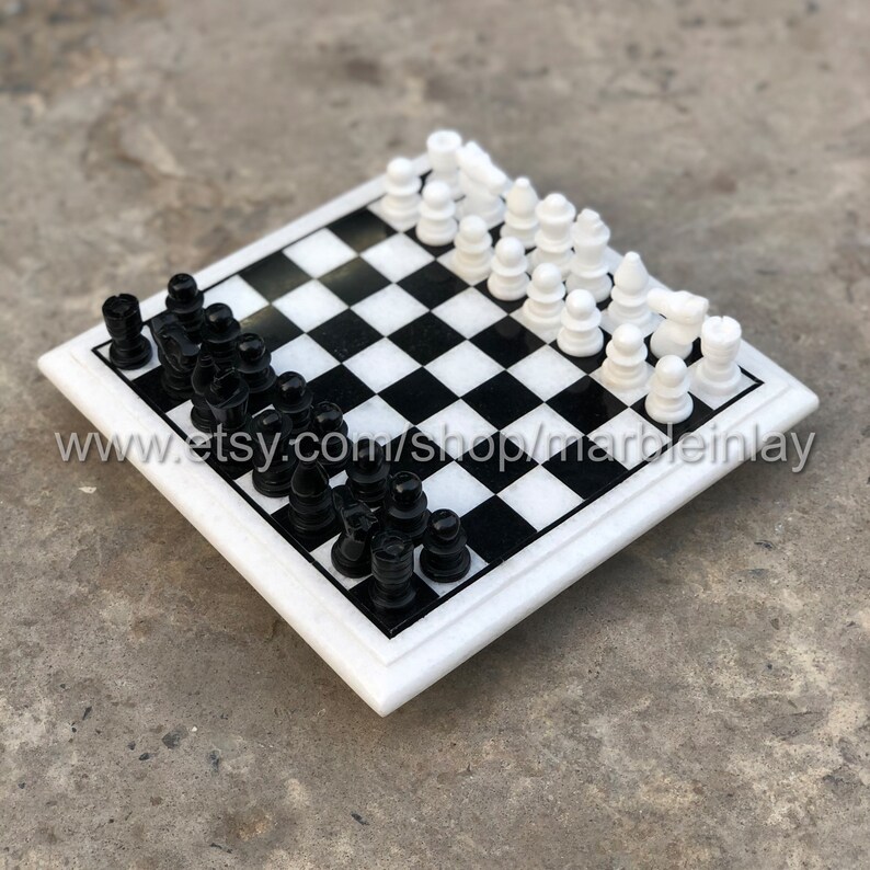 Handmade Stone Chess Set With Marble Board Gift for Adult Game | Etsy