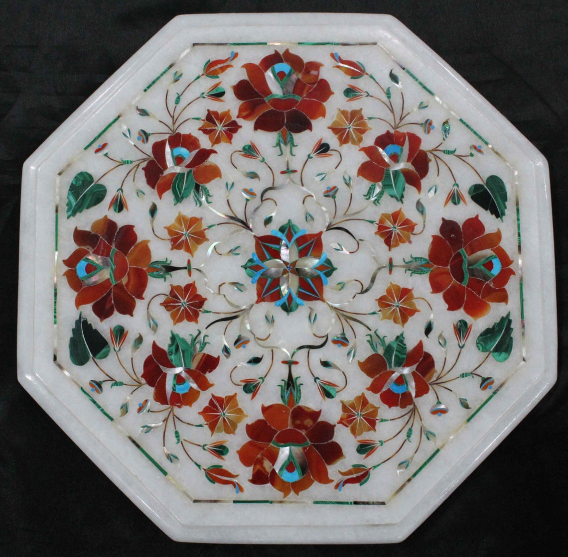 Marble inlay end tables / pietra dura /scagliola / stone | Etsy