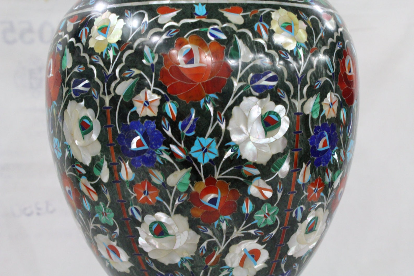 Flower Vase Hand Carved Marble Inlay Flowers Pot Inlaid With - Etsy