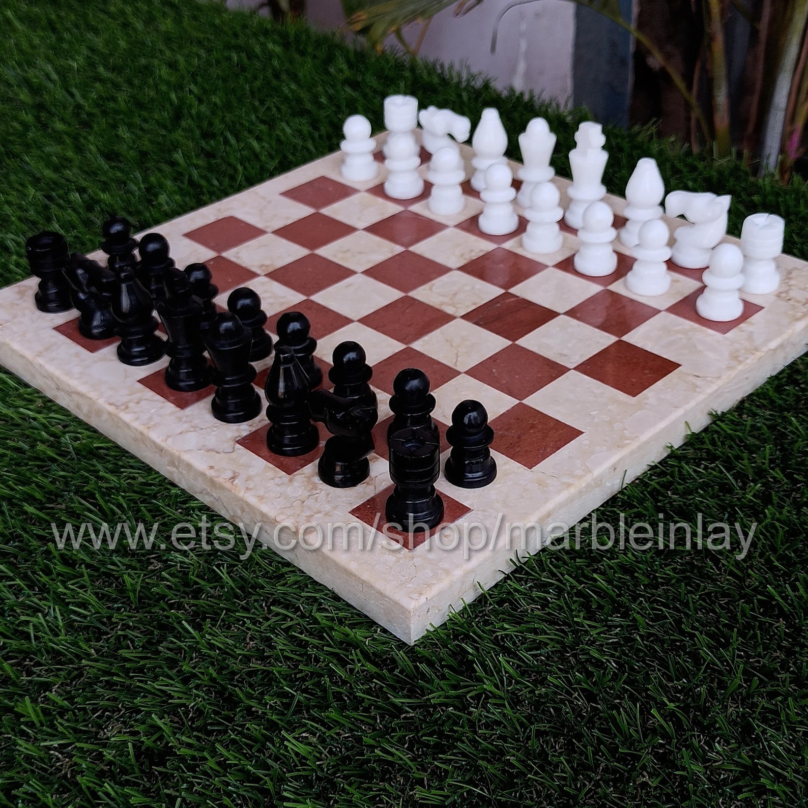 Tablero de ajedrez de mármol con piezas de ajedrez de mármol - Etsy México