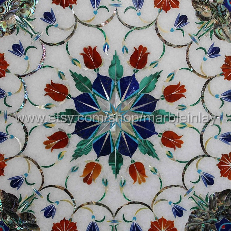 Abalone Shell End Table for Home Decor Marble Inlay Side Table - Etsy