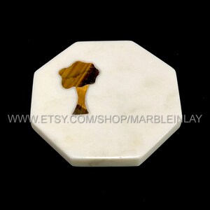 Marble Hexagon Coasters Geometric Coasters Set of 4 Stone Inlay ...