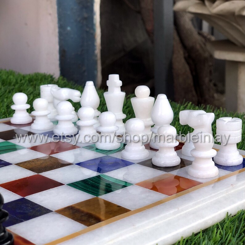 Marble Chess Set With Board Handmade Inlay With Natural | Etsy