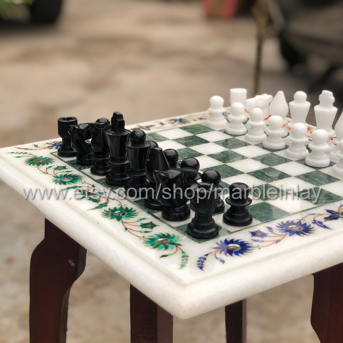 Premium Marble Chess Board With Handmade Pieces Set Unique | Etsy