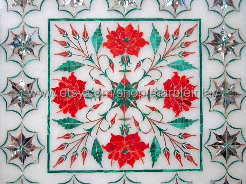 Geometric Floral Wall Plate Marble Inlay Decorative Plate for | Etsy