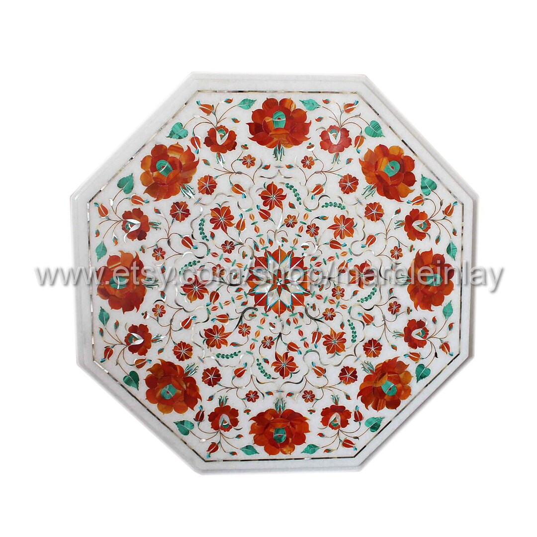 Wood Side Table Legs With Marble Inlay Top - Etsy