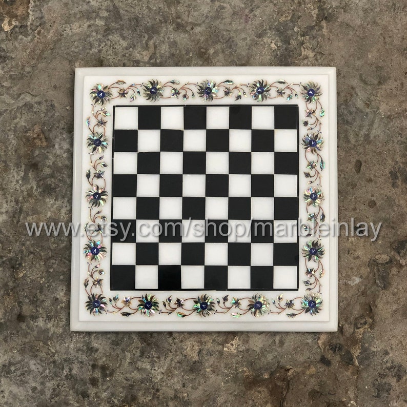White Marble Chess Set With Board Premium Abalone Shell Inlay - Etsy
