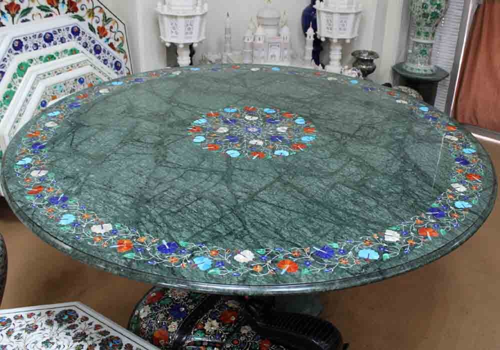 Round Marble Inlay Dining Table Top | Etsy