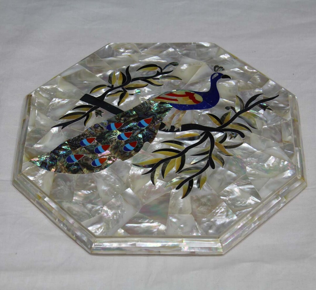 Mother of Pearl Inlay Side Table Marble Corner Table - Etsy