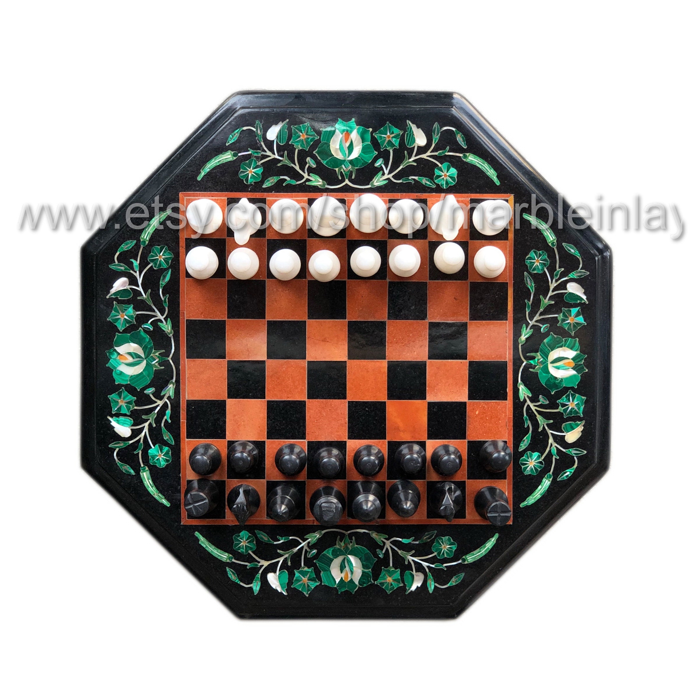 Marble Chess Set Handmade Game Board Stone Handcraft Pieces | Etsy