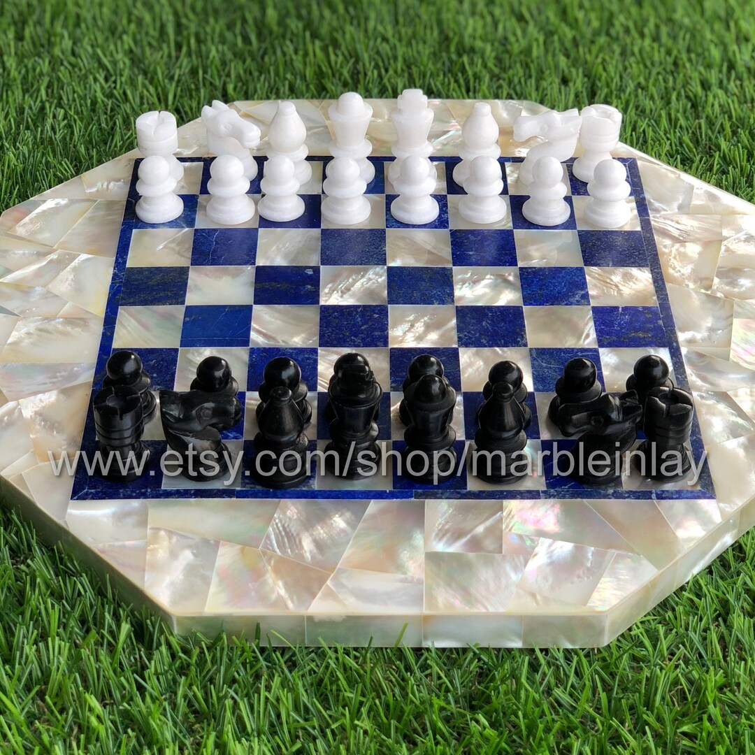 Stone Chess Set With Lapis Lazuli Marble Chess Board Living - Etsy