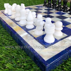 The Queens Gambit Chess Set Lapis Lazuli Inlay Premium Marble Chess ...