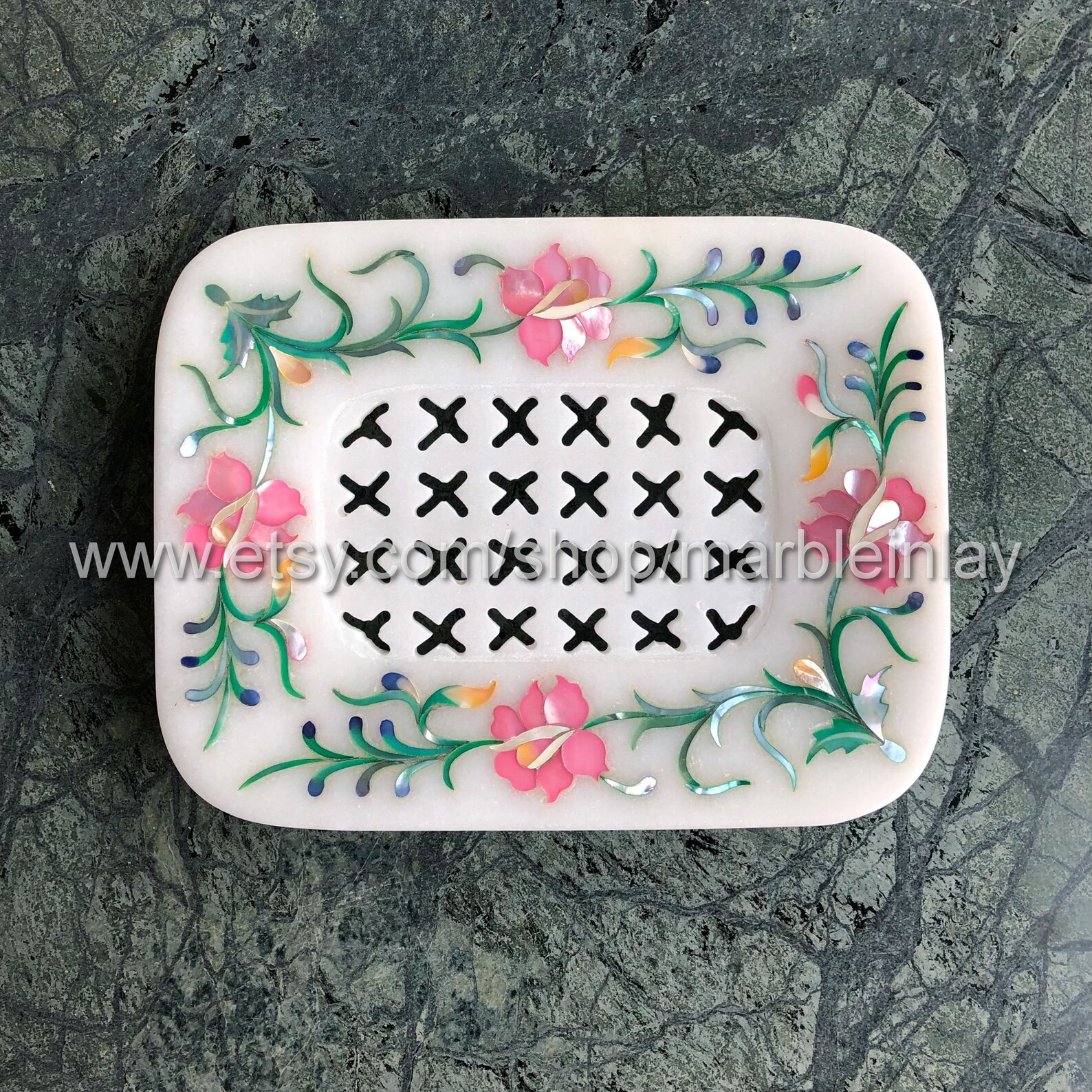 Soap Dish Made of Marble Inlay Handcrafted With Drainage - Etsy