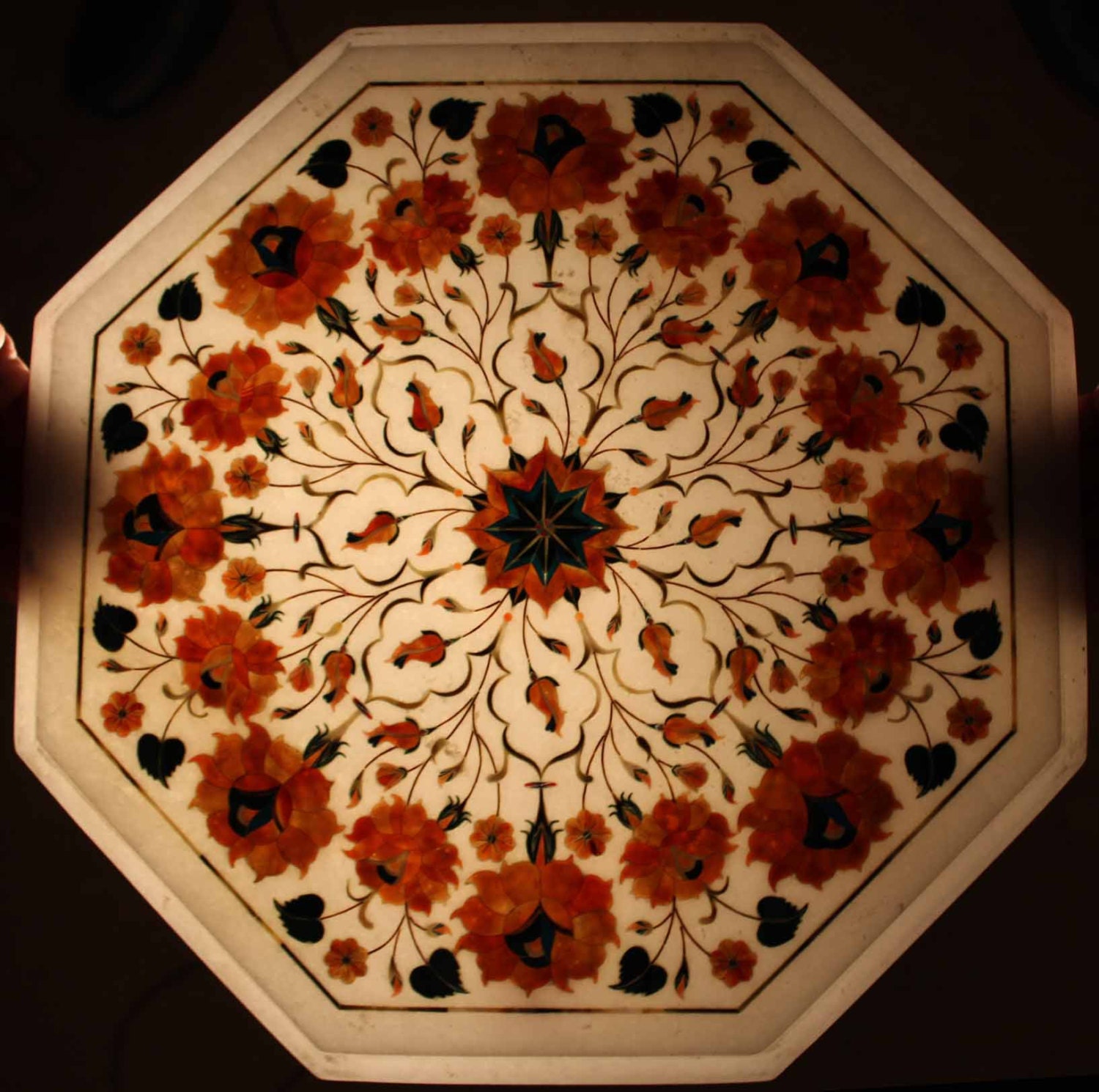 Side Table Marble Inlay Pietra Dura Italian Art Home | Etsy