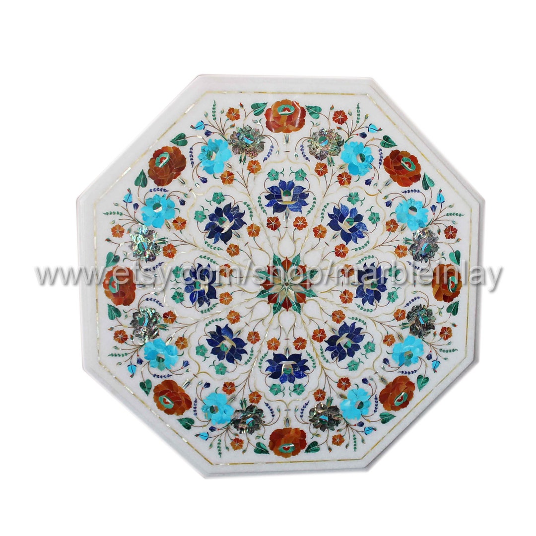 Marble Inlay Coffee Table / Hand Made Micro Mosaic Pietra Dura Table ...