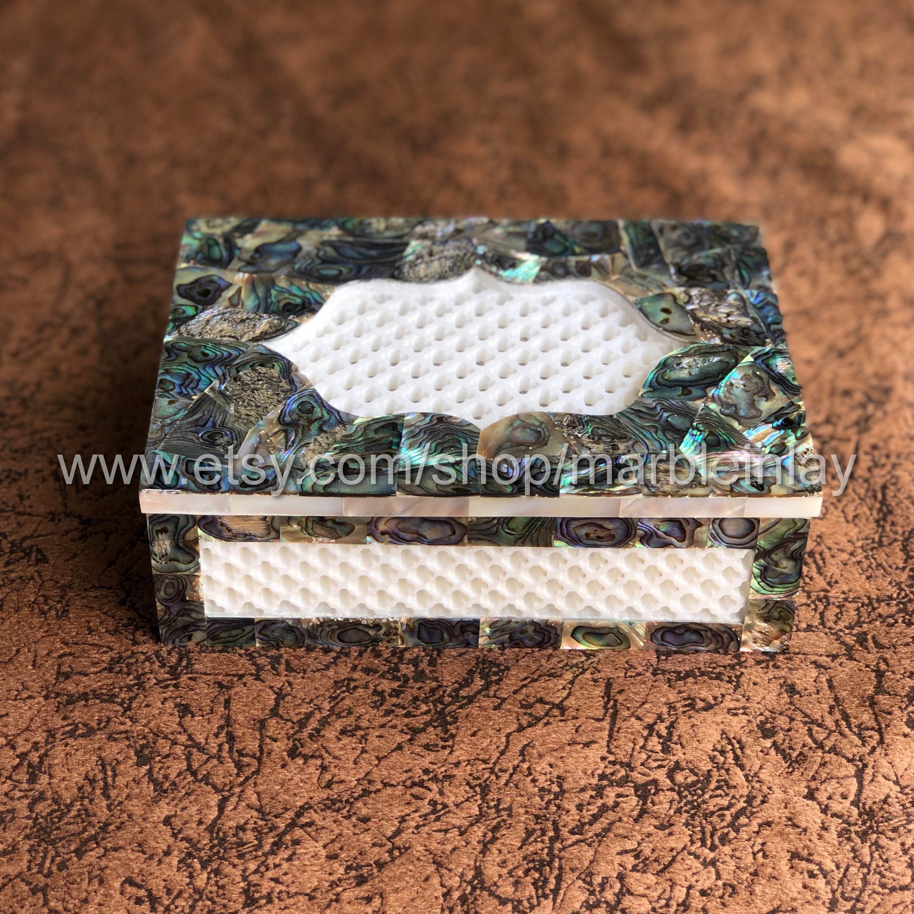 Marble Jewellery Box Abalone Shell Inlay Jewelry Organizer | Etsy