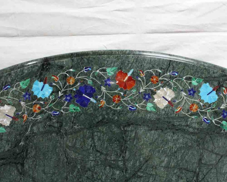 Round Marble Inlay Dining Table Top - Etsy