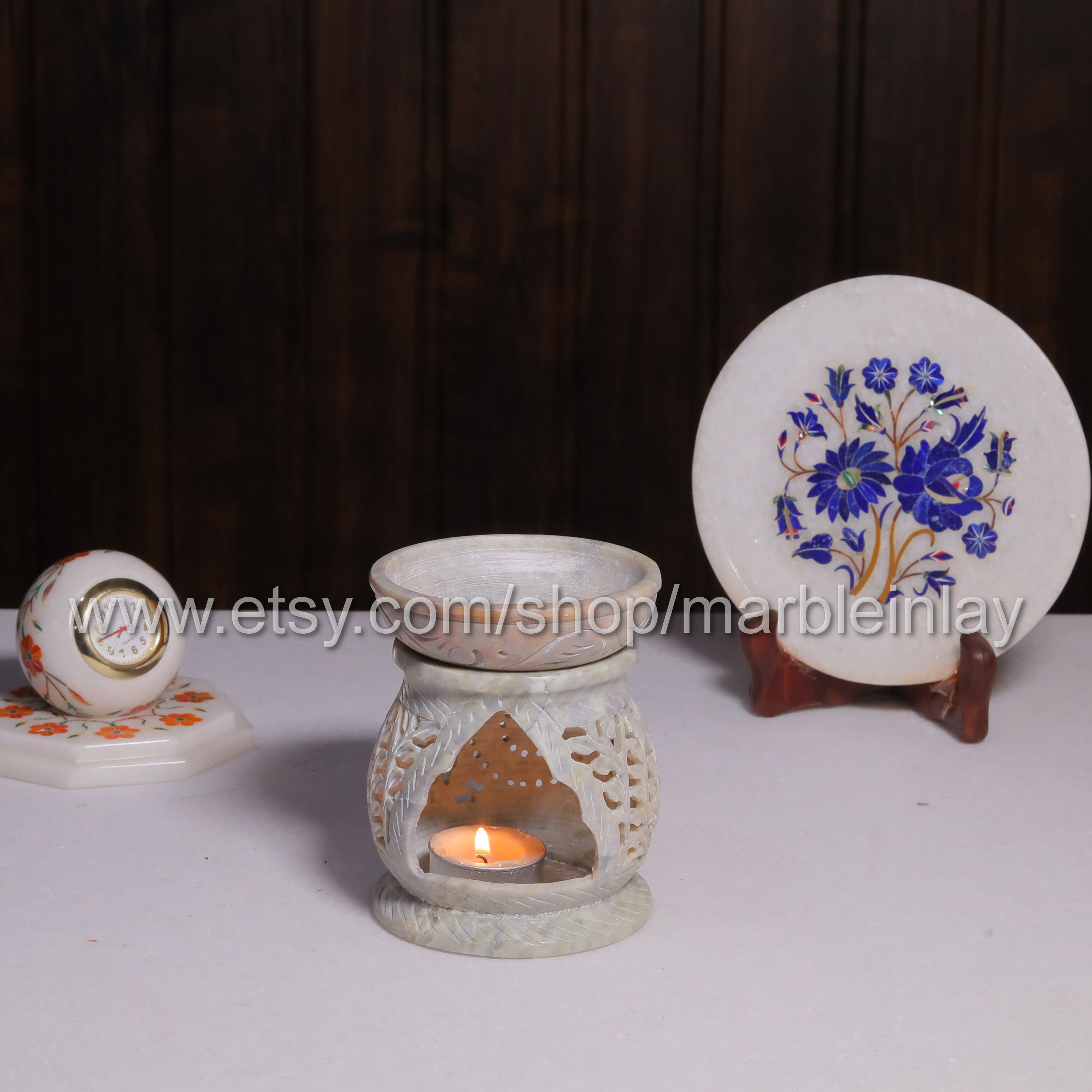 Oil Burner With Tea Light Holder for Aromatherapy Hand Carved | Etsy