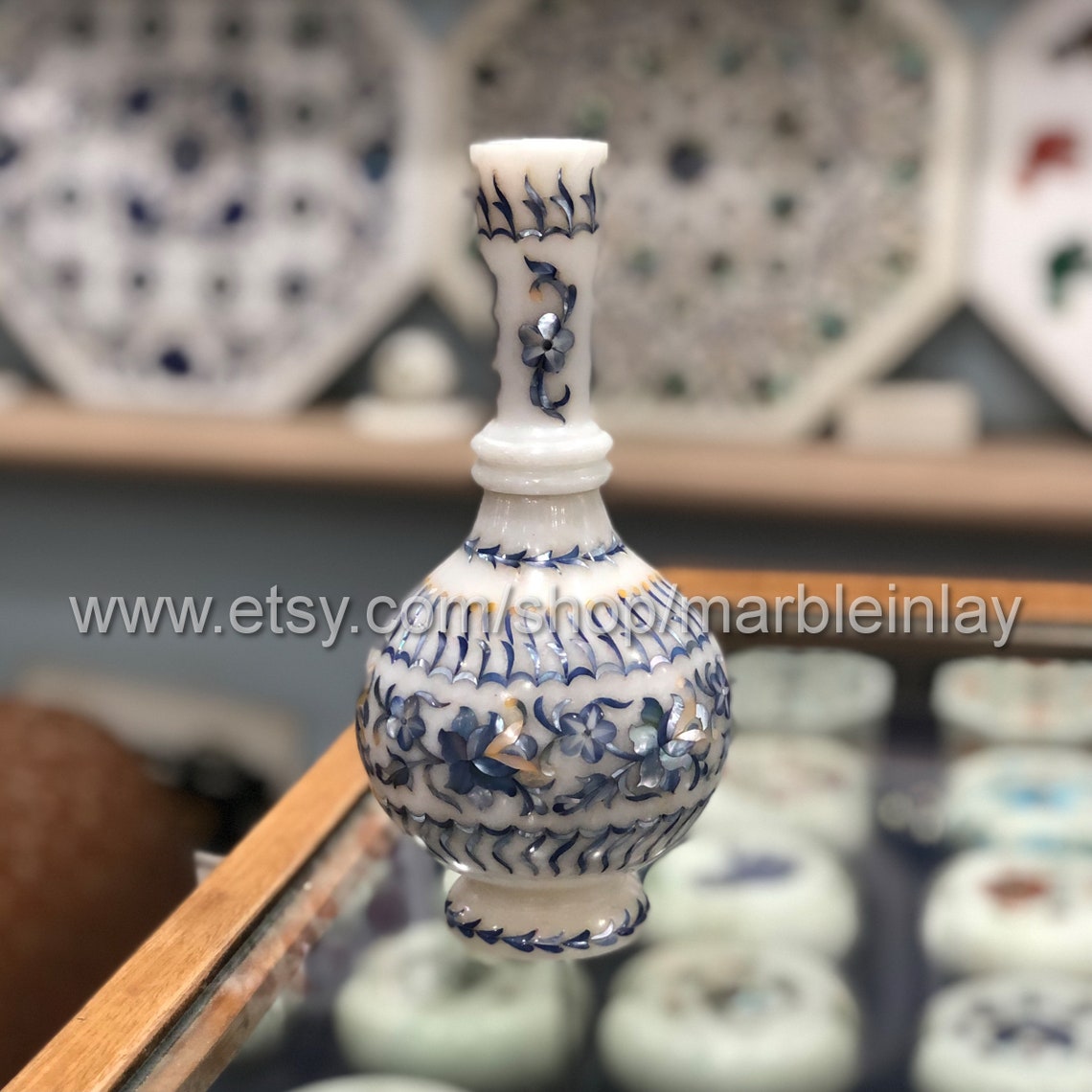 Marble Inlay Flower Vase | Etsy