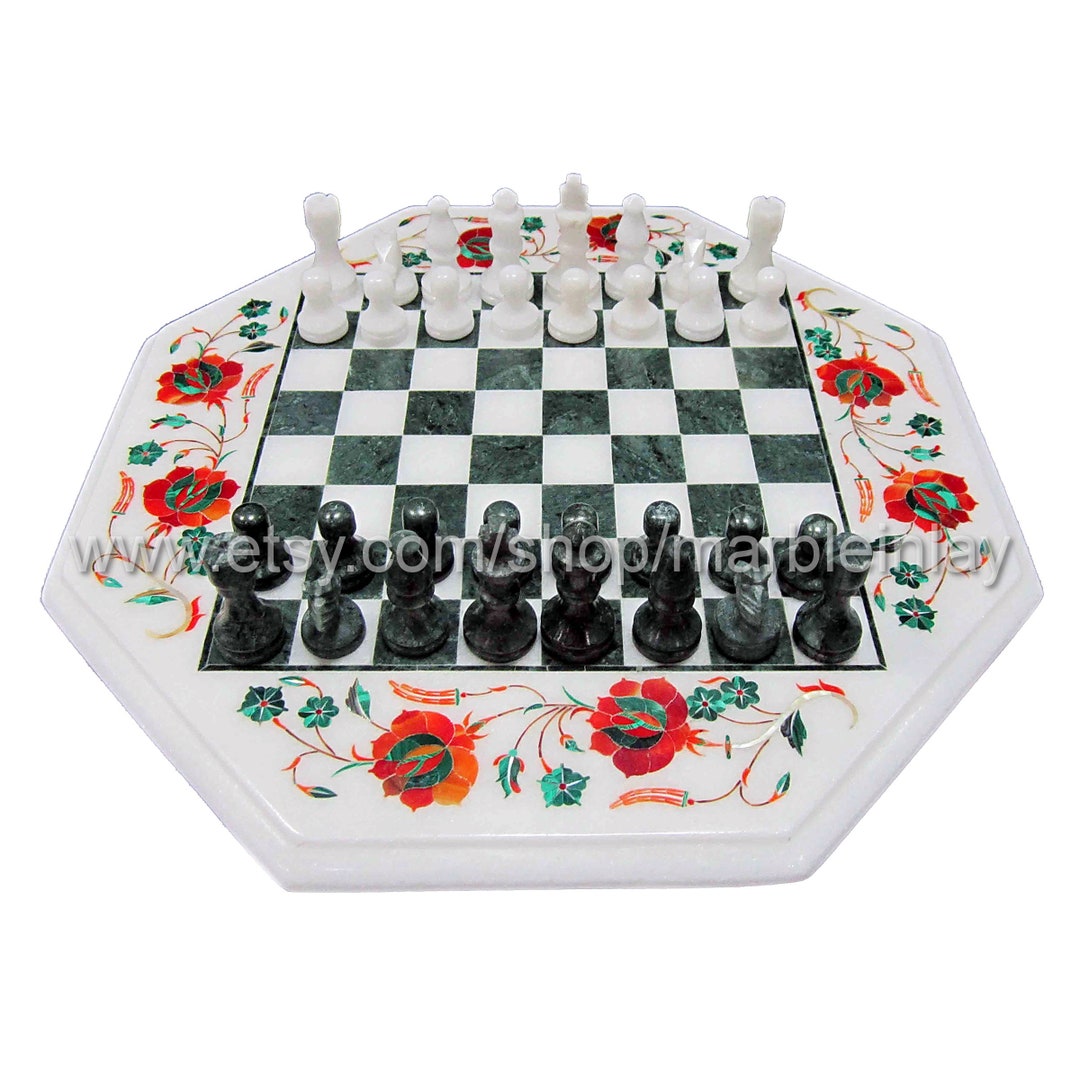Handmade Chess Board Marble Inlay Chess Set Living Room Table - Etsy