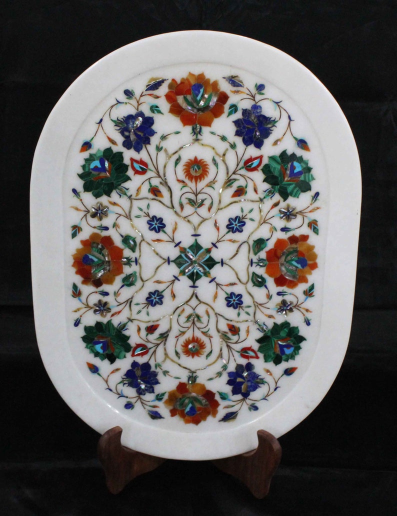 Marble Inlay Plates / Pietra Dura Plaques / Marble Vanity Tray - Etsy