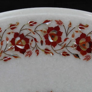 White Marble Coffee Table Handmade Inlay Art - Etsy