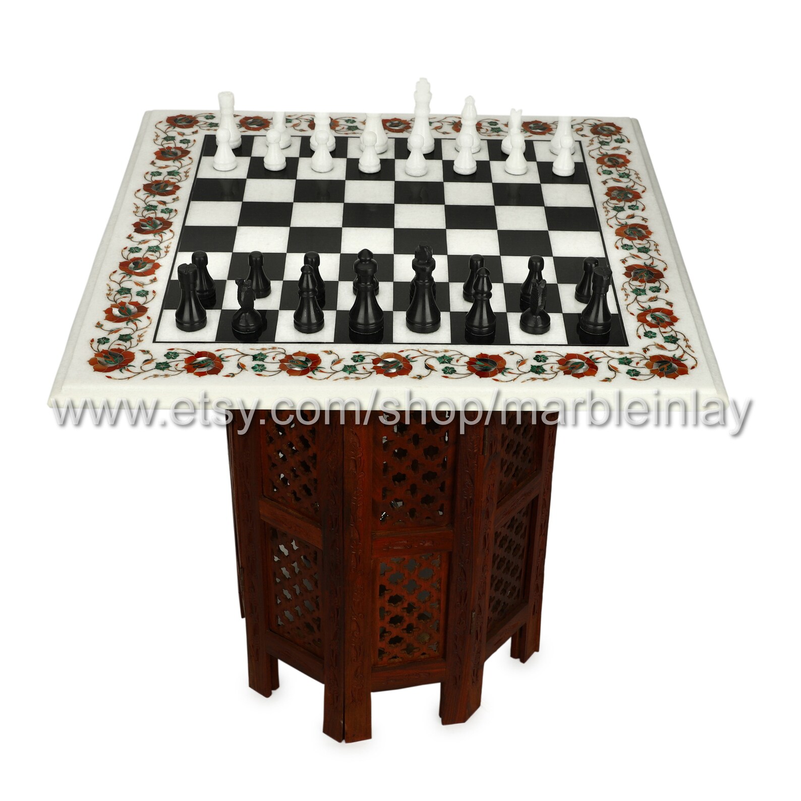 Large Chess Board With Chess Set Living Room Coffee Table | Etsy