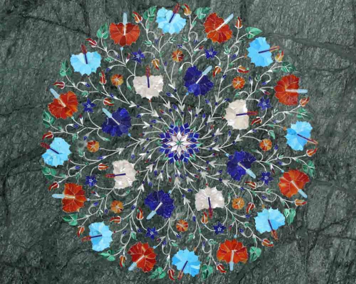 Round Marble Inlay Dining Table Top - Etsy