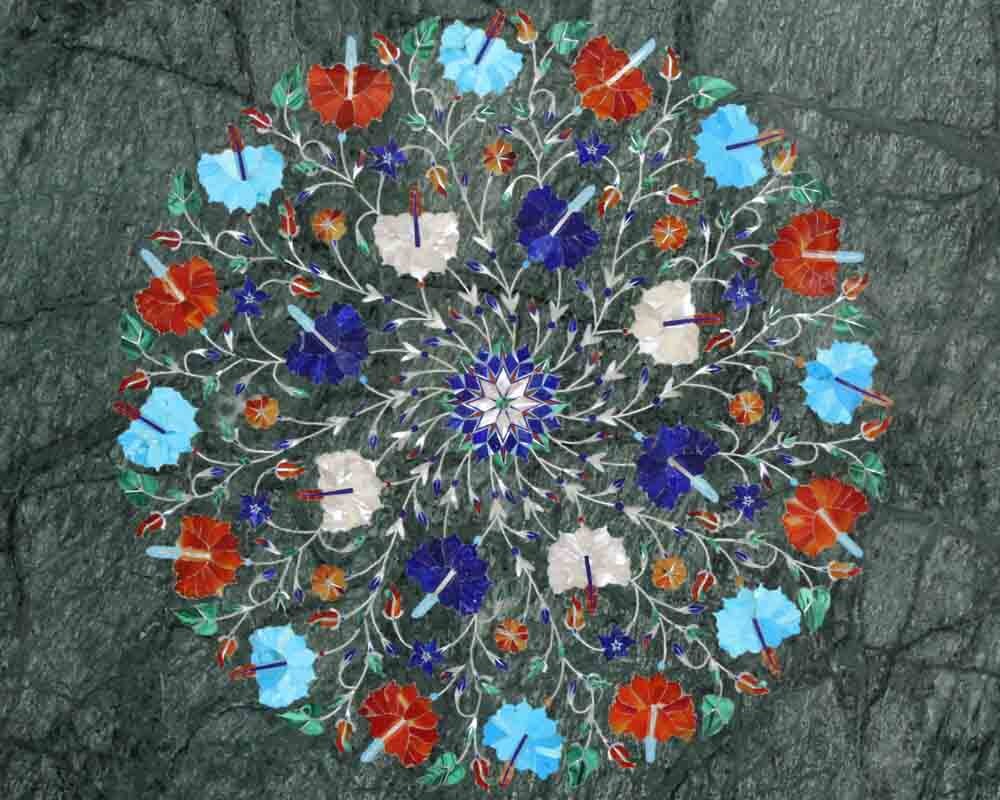 Round Marble Inlay Dining Table Top | Etsy