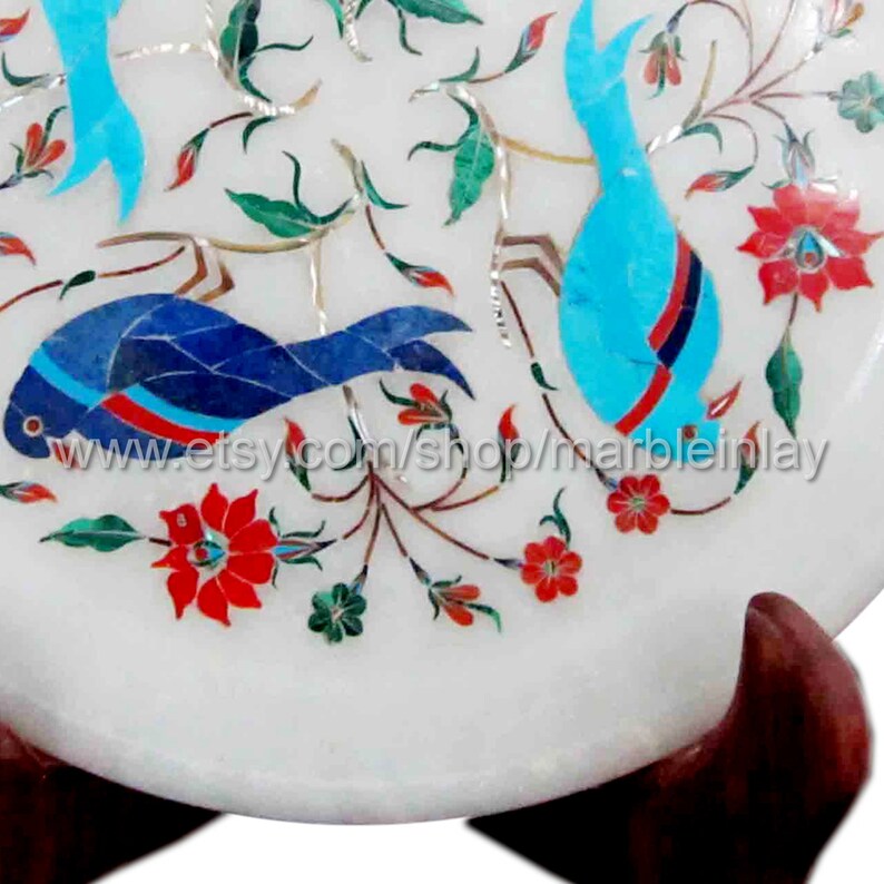 Decorative Collection Plate Marble Inlay Bird Plate Collection - Etsy
