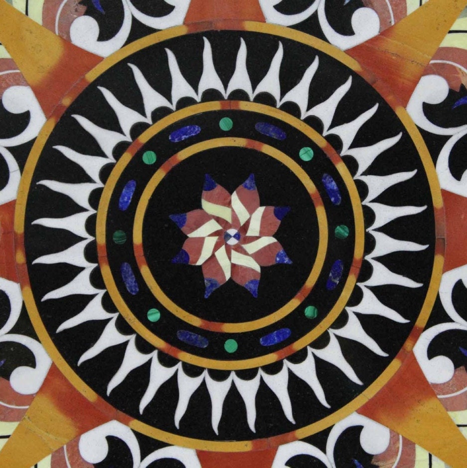 Round Marble Inlay Coffee Table Top | Etsy