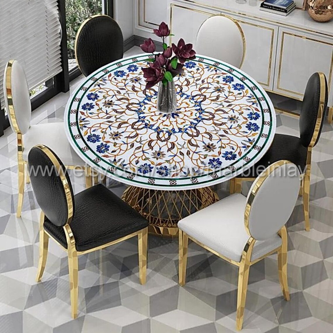 Marble Inlay Coffee Table - Etsy