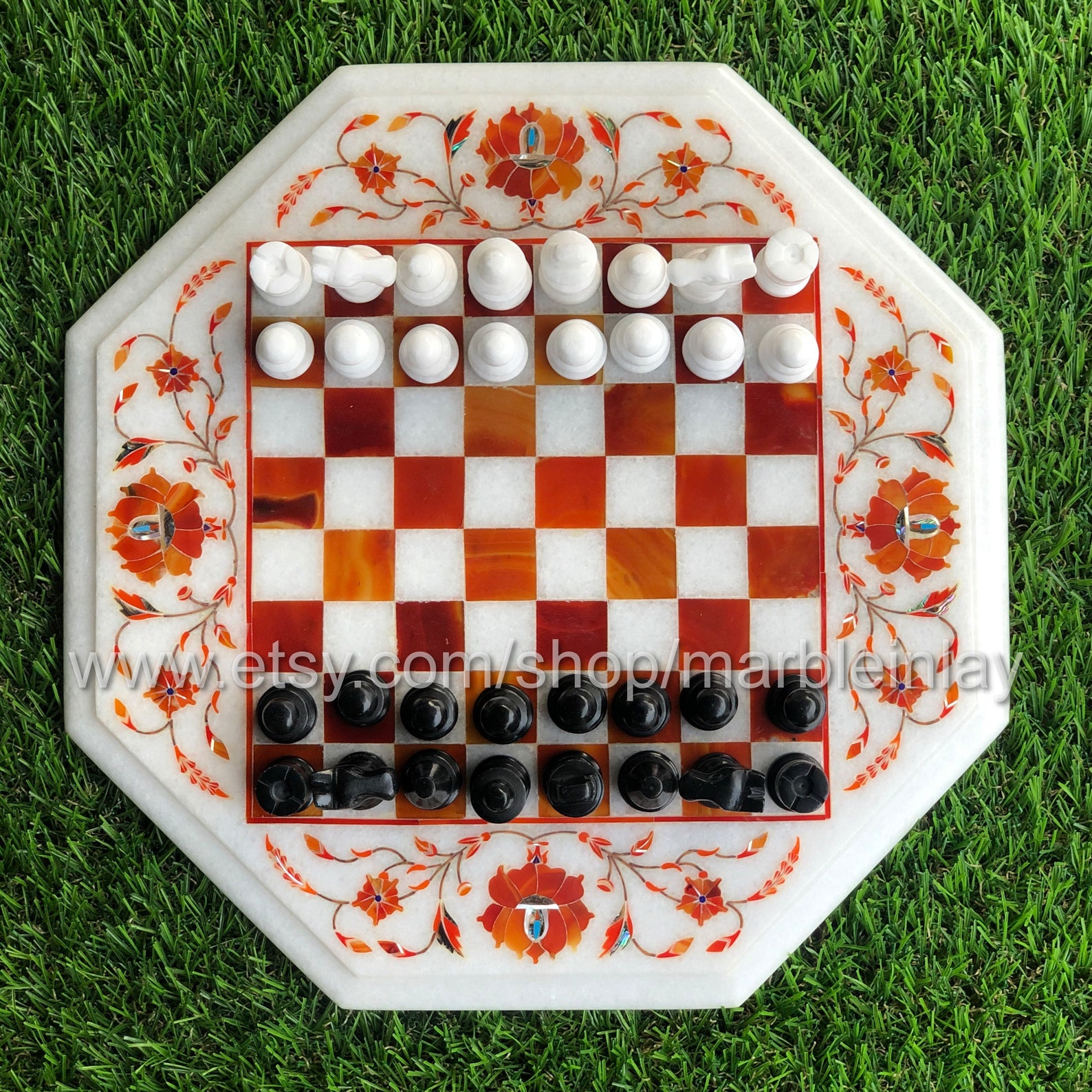 Royal Vintage Marble Chess Board Handmade Stone Chess Set With | Etsy