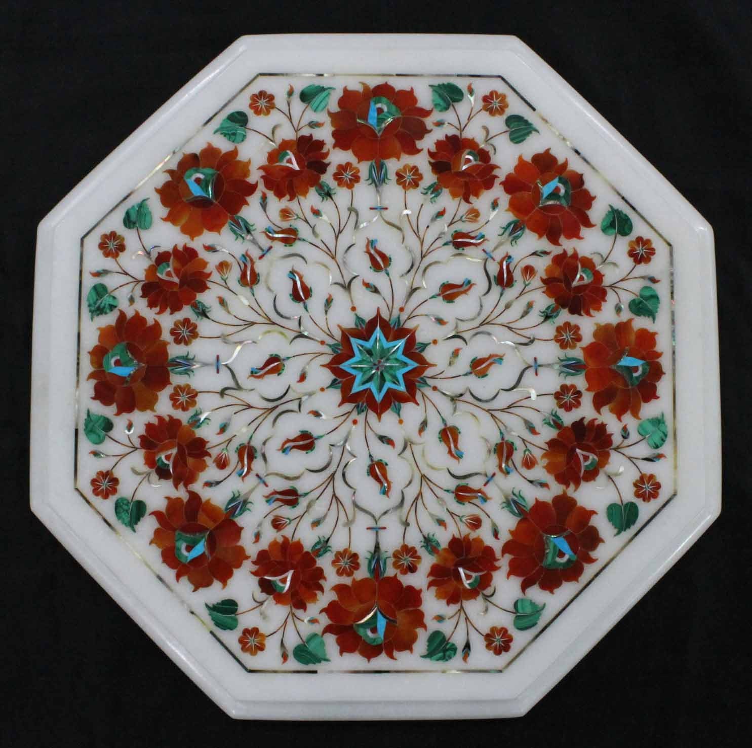 Side Table Marble Inlay Pietra Dura Italian Art Home | Etsy