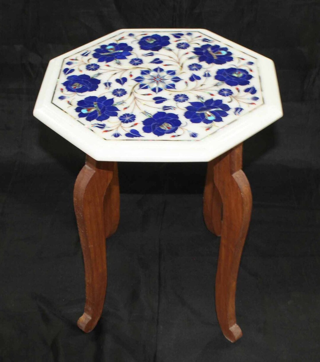 Blue Coffee Table Marble Inlay Side Table Top - Etsy