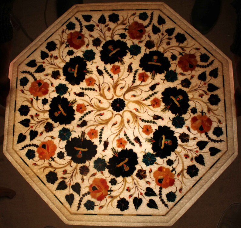 Marble Table Stone Inlay Coffee Table / Hand Made Inlaid - Etsy