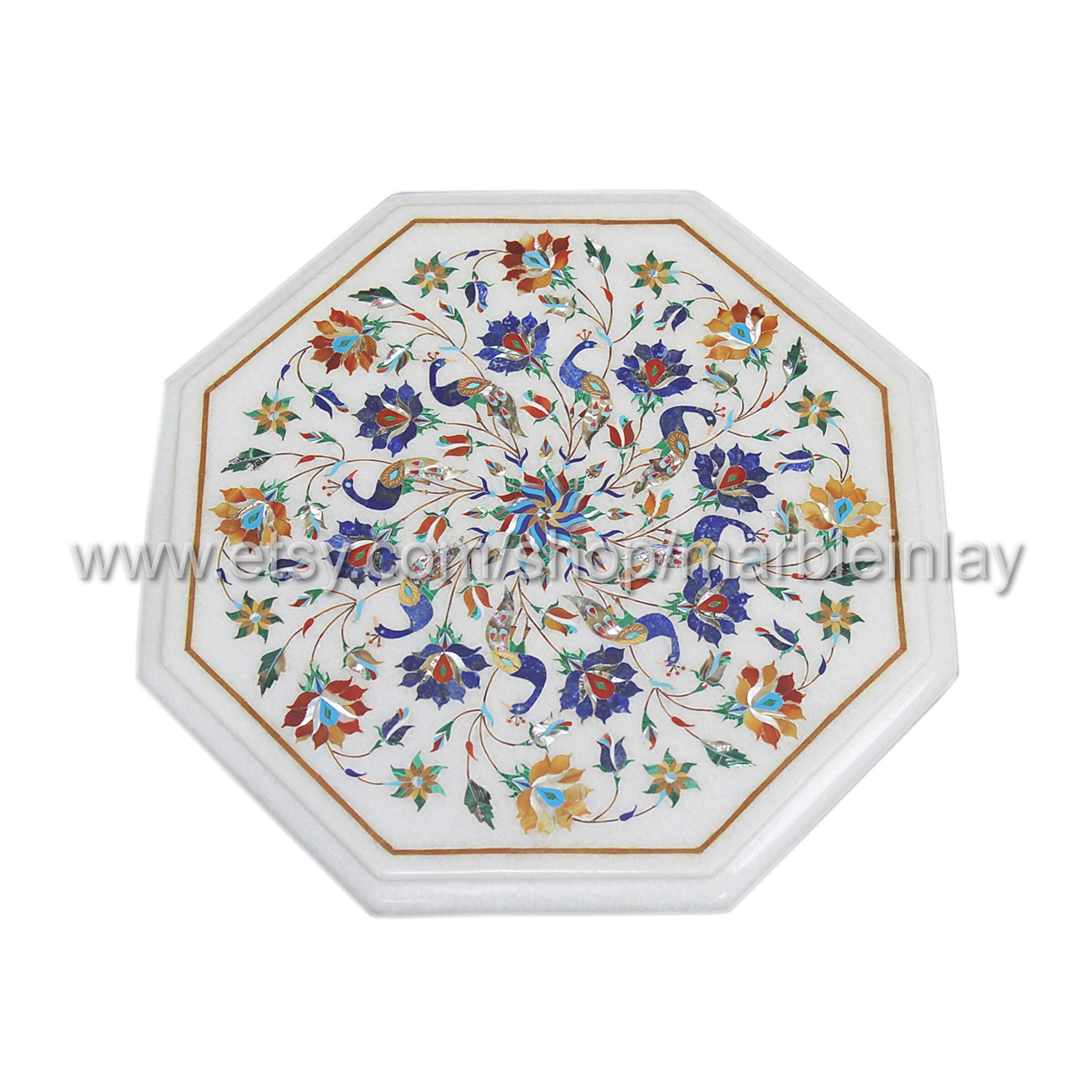 Small Coffee Table / Marble Inlay Bedside Table / Bedroom | Etsy