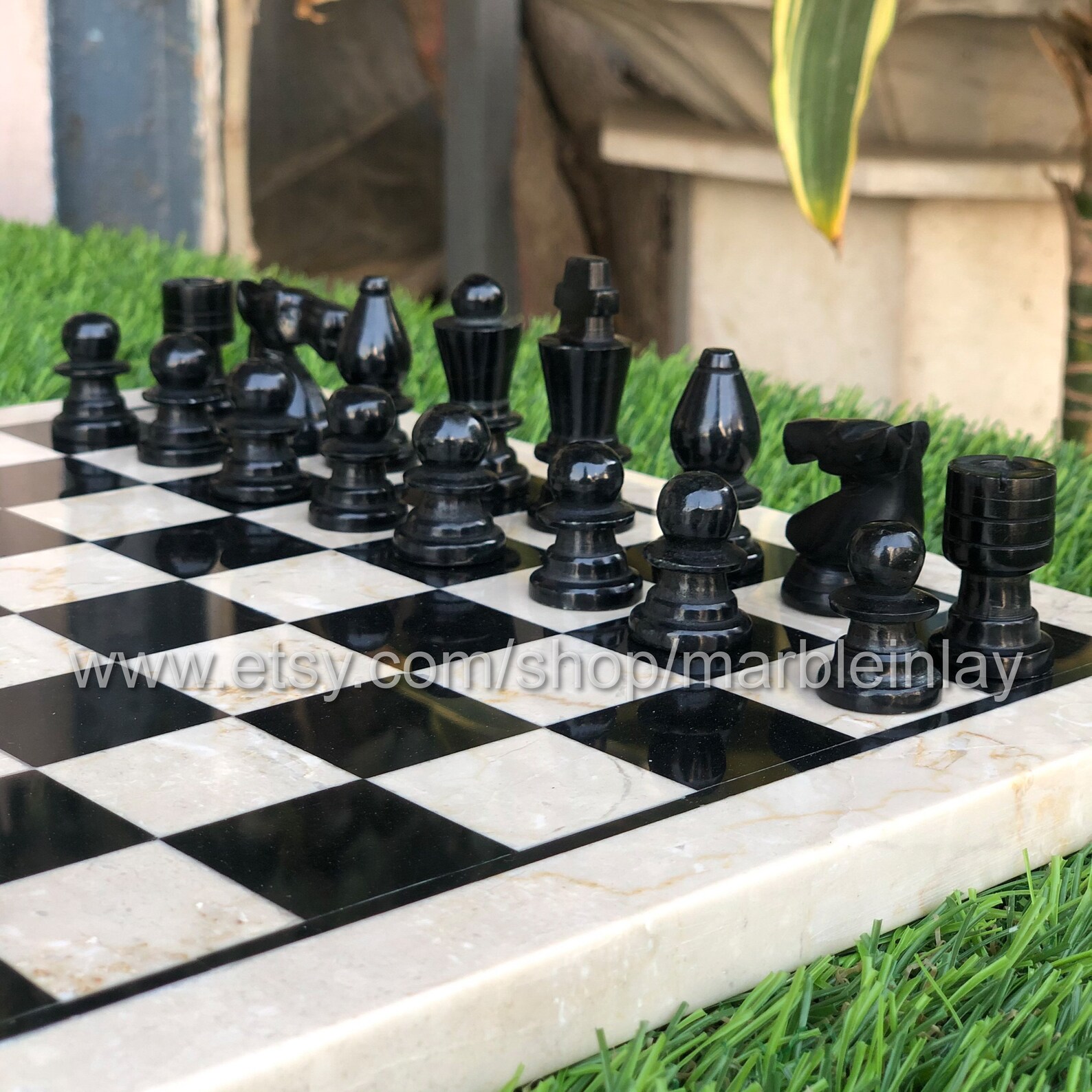 Handmade Chess Board Stone Chess Set Italian Bottocino | Etsy