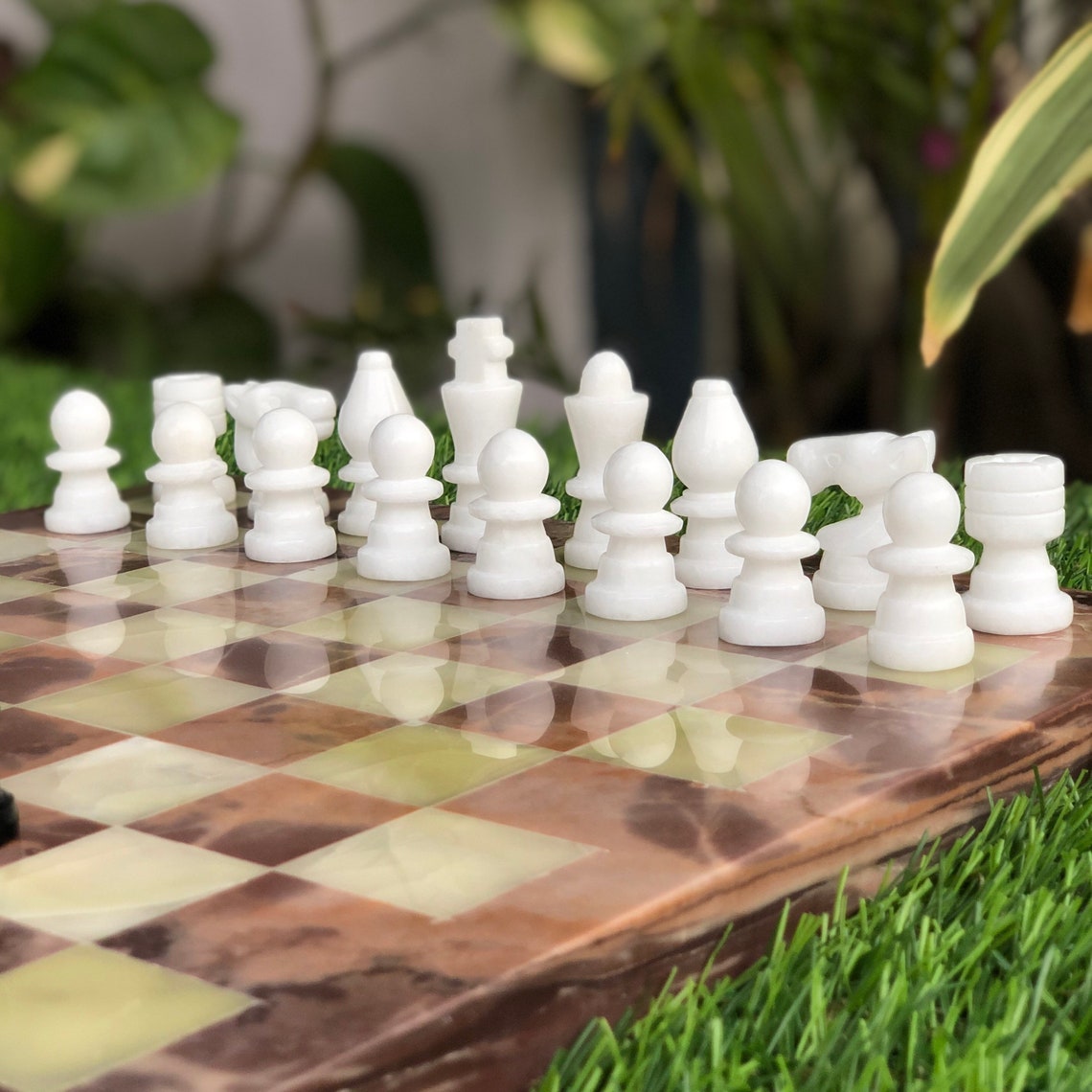 Marble Chess Table With Pieces Set Unique Board Games | Etsy