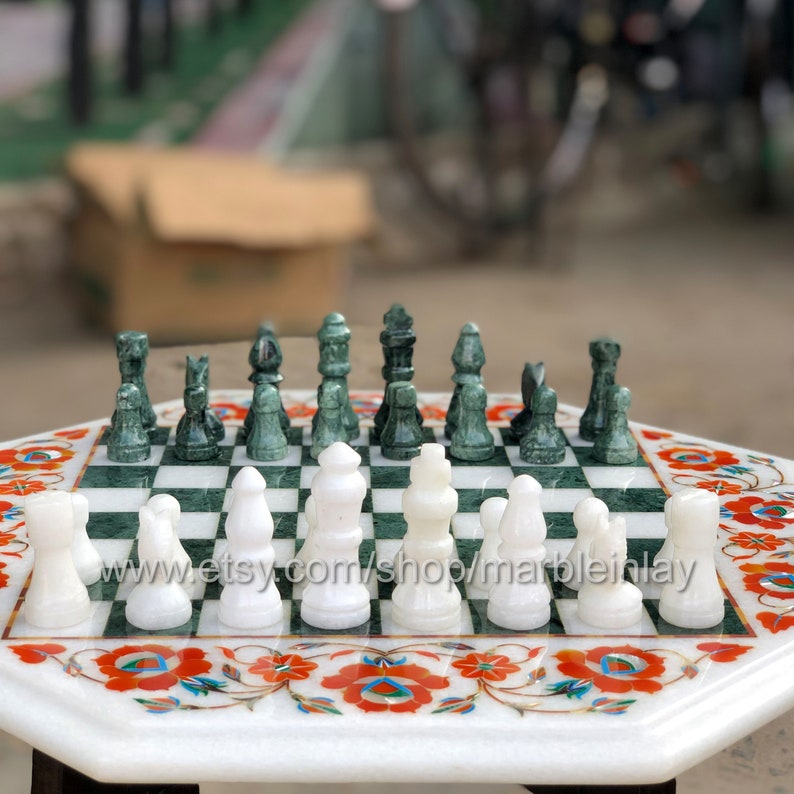 Marble Chess Table With Pieces Set Unique Board Games for - Etsy