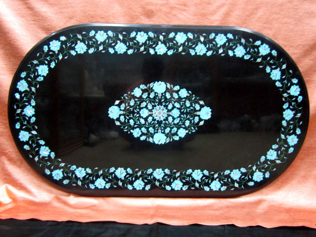 Marble Inlay Table Oval Coffee Table - Etsy