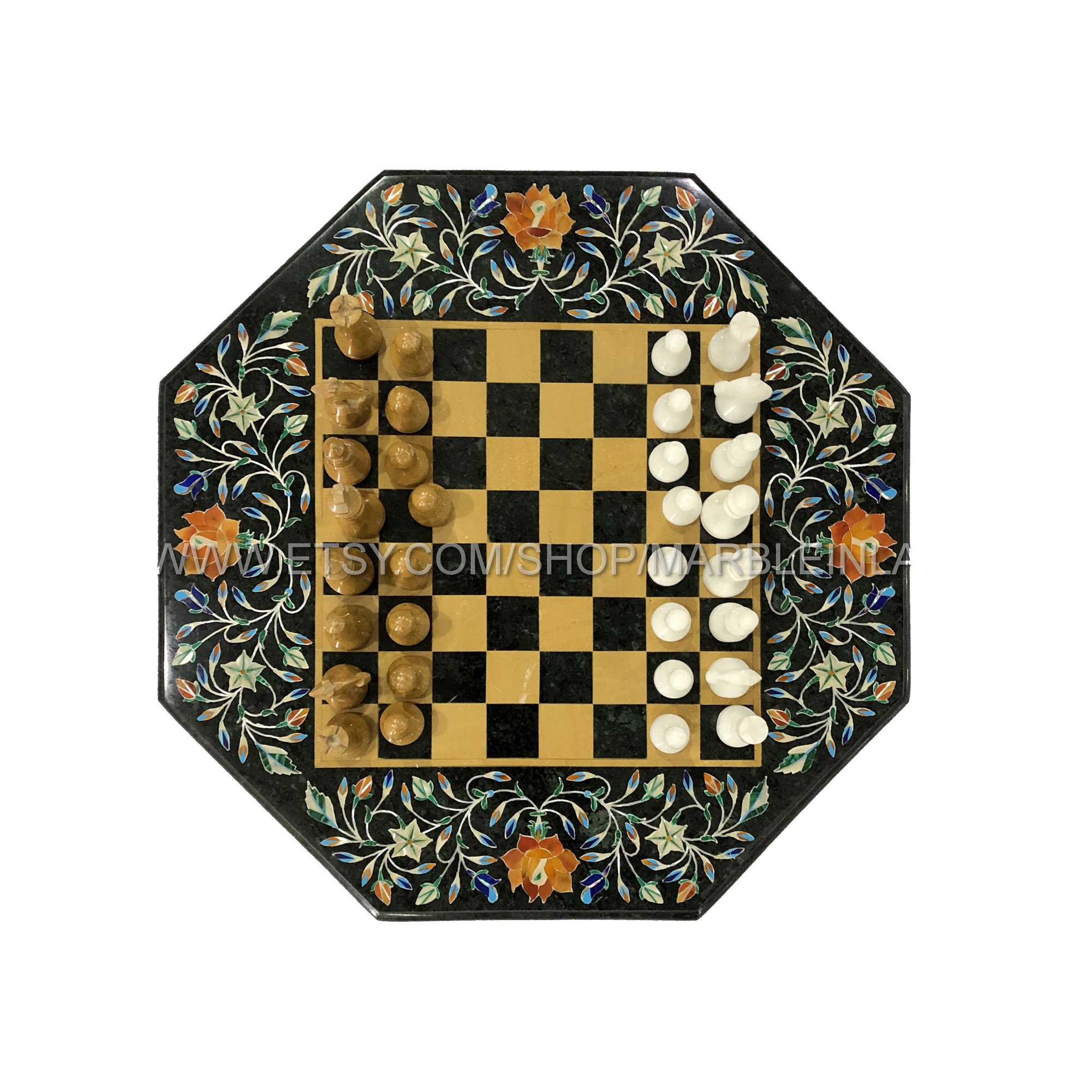 Marble Inlay Chess Board | Etsy