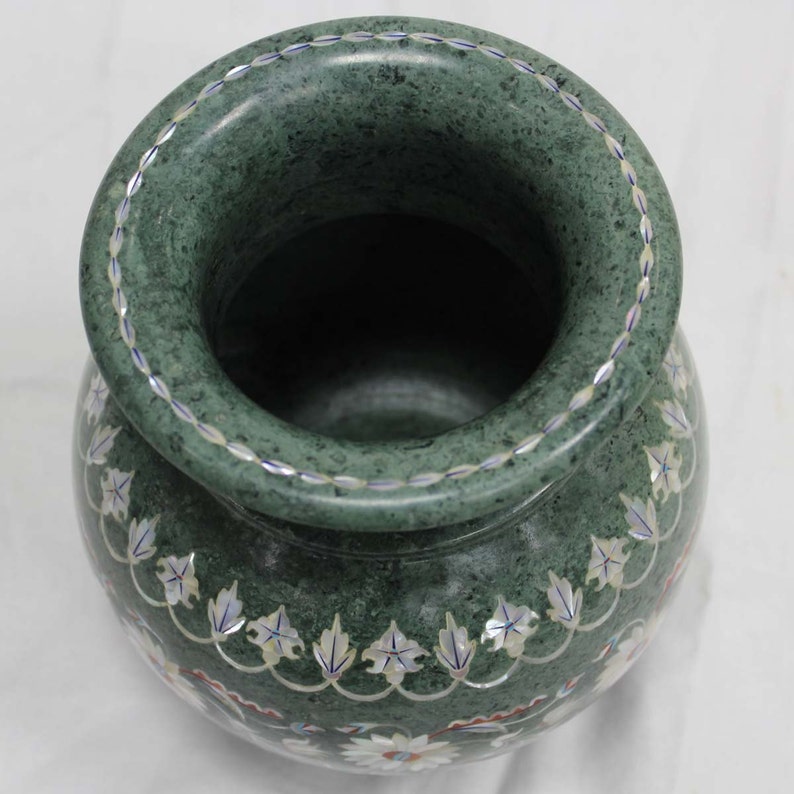Marble Inlay Flower Pot / Antique Stone Inlaid Vases Perlmutt - Etsy