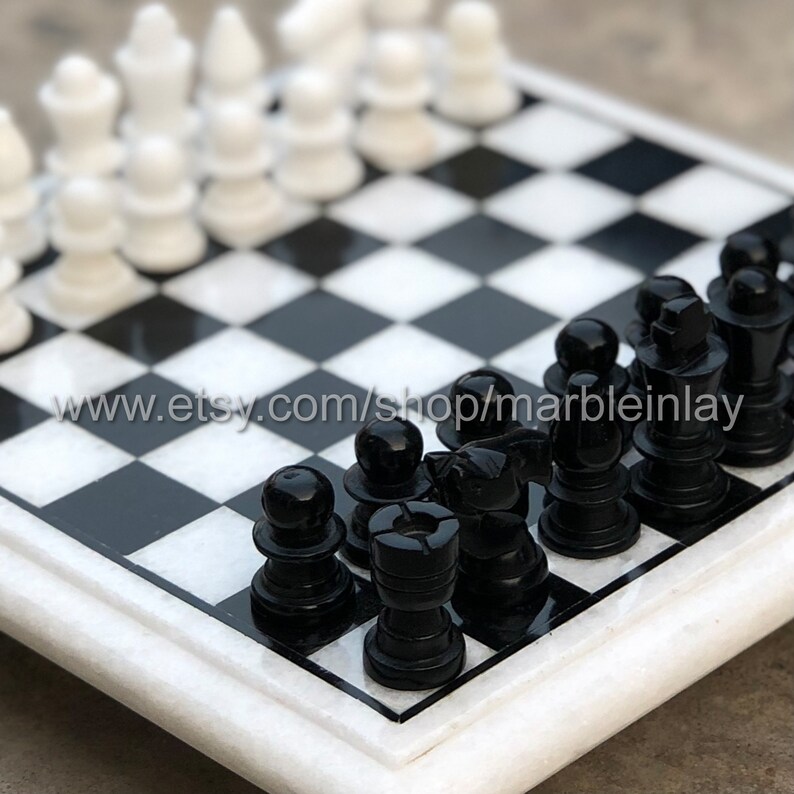 Handmade Stone Chess Set With Marble Board Gift for Adult Game | Etsy