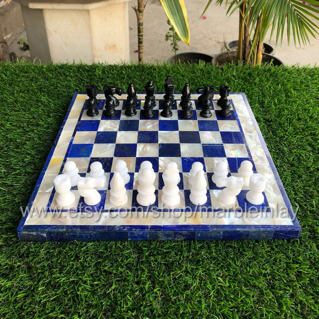 The Queens Gambit Chess Set Lapis Lazuli Inlay Premium Marble Chess ...