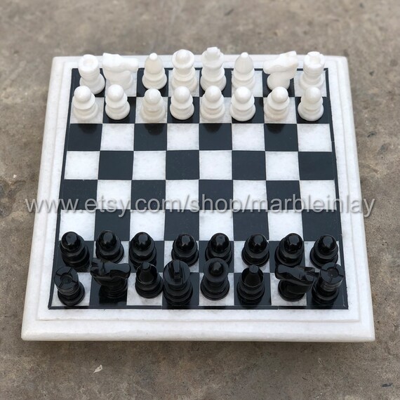 Handmade Stone Chess Set With Marble Board Gift for Adult Game | Etsy
