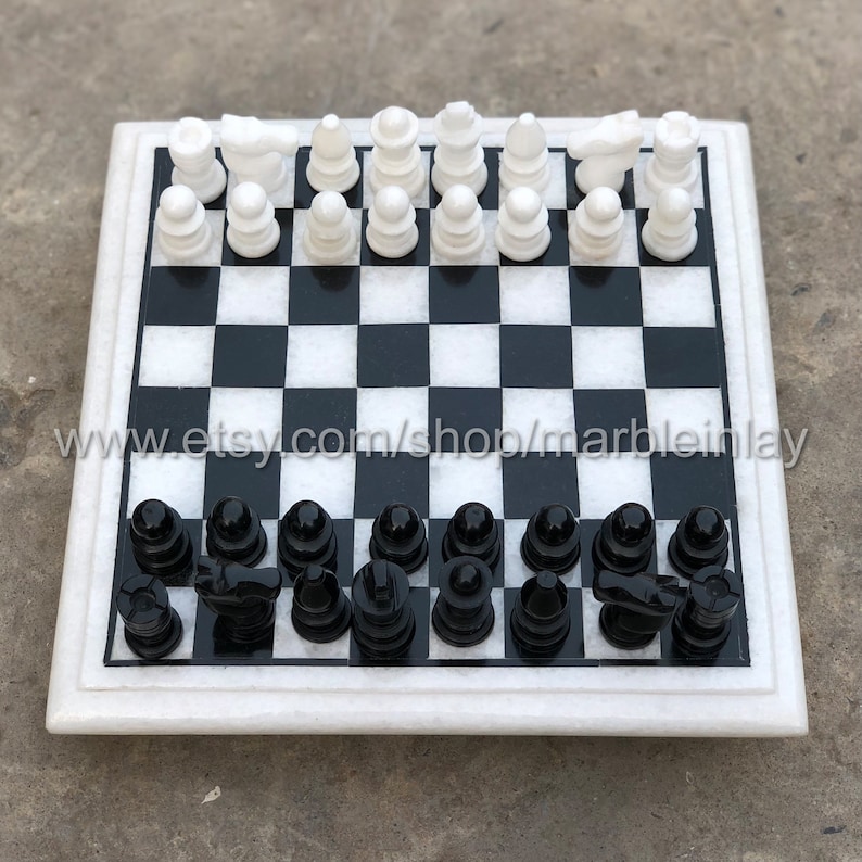 Handmade Stone Chess Set With Marble Board Gift for Adult Game | Etsy