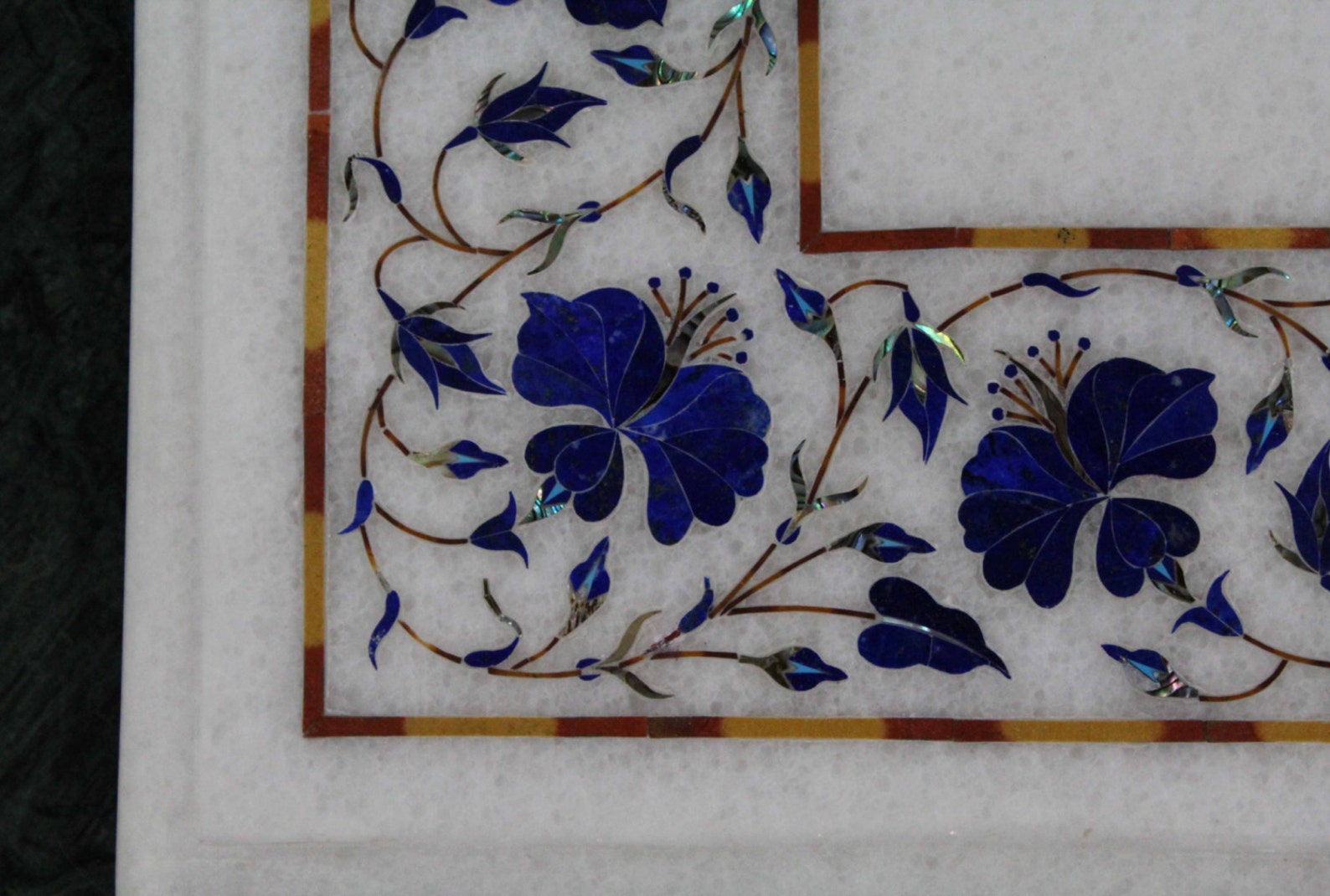 Marble inlay coffee table inlaid with natural lapis lazuli & | Etsy